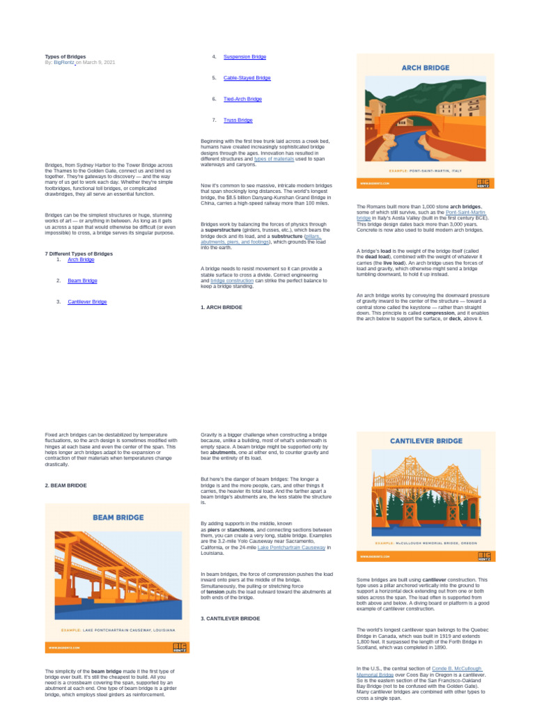 Types of Bridges | PDF | Bridge | Truss