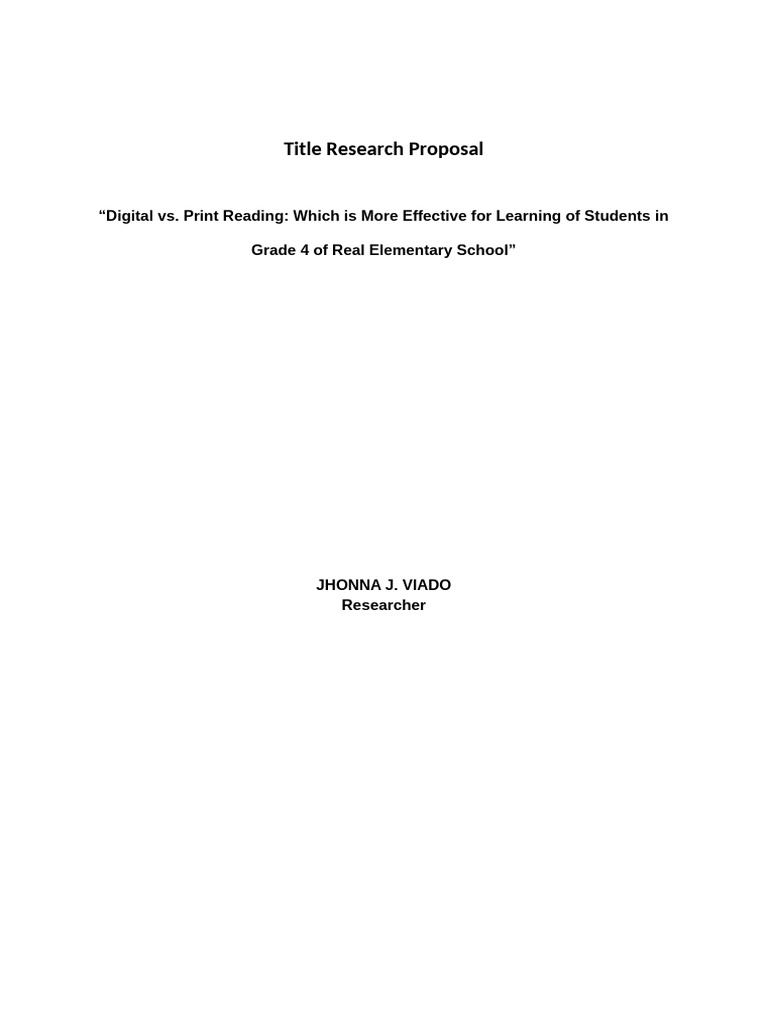 Action-Research-Digital vs. Print Reading-Viado | PDF | Reading ...