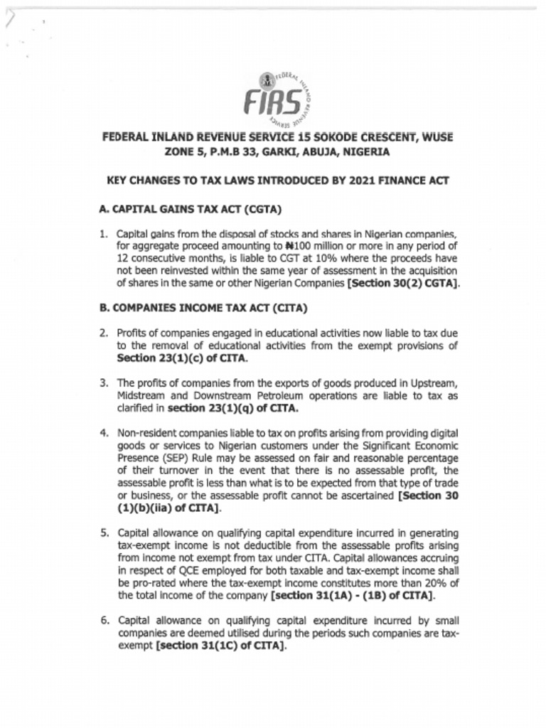 Key Changes To 2021 Finance-Act | PDF