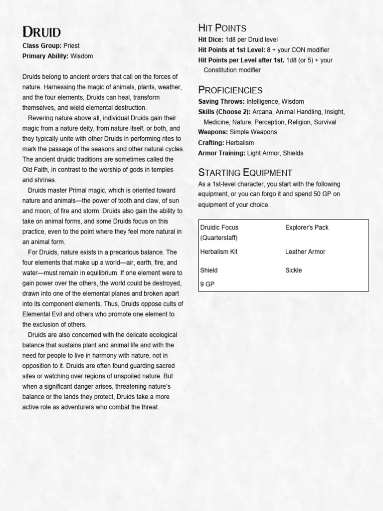 Class - Druid (23-11-08) | PDF