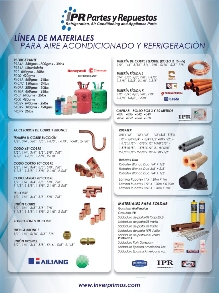 Materiales para Aire Acondicionado y Refrigeración | PDF | Procesos ...