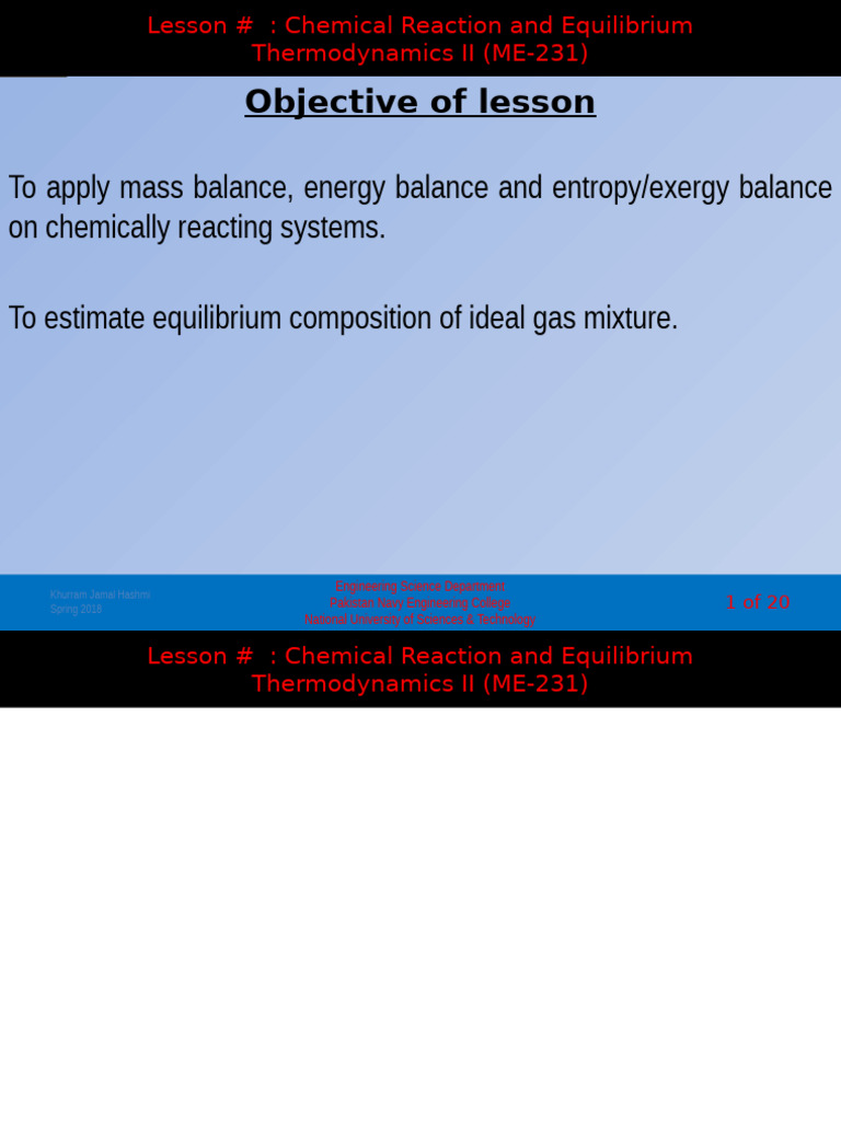 Thermo II Lesson Chemical Reaction | PDF | Thermodynamic Equilibrium ...