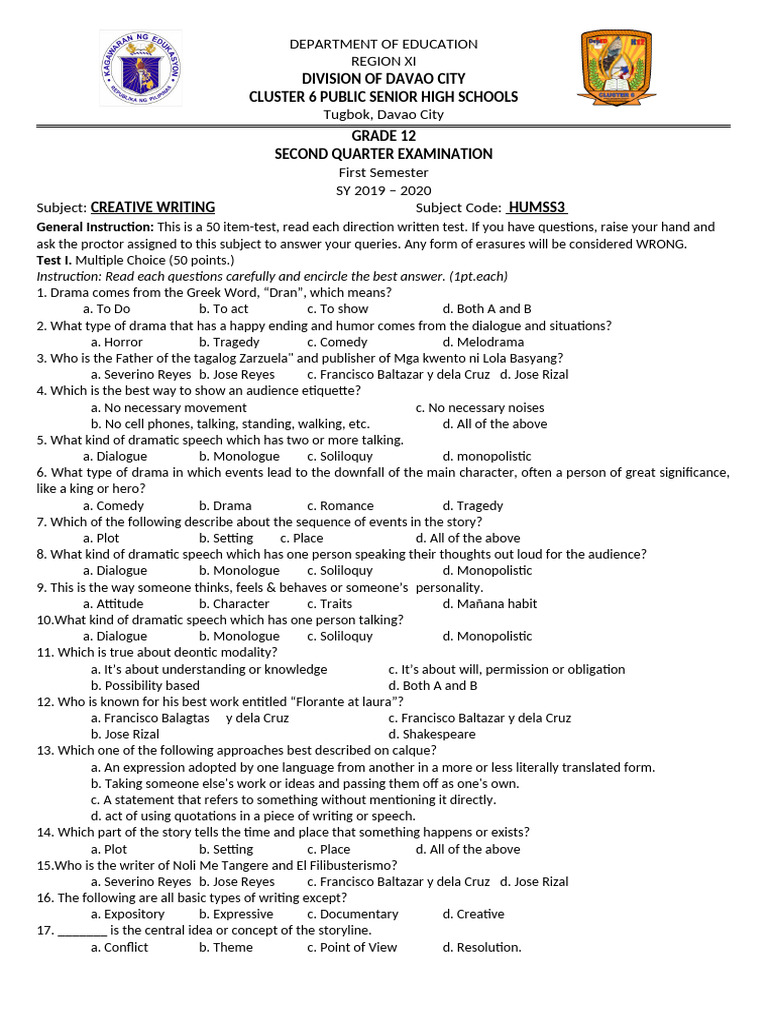 Creative Writing - Final Exam | PDF | Monologue | Intertextuality