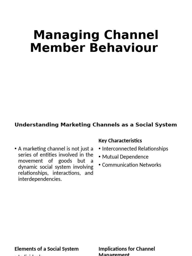 Managing Channel Member Behavior Strategies | PDF | Marketing ...