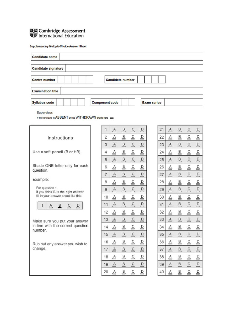 Mcq Omr Sheet | PDF