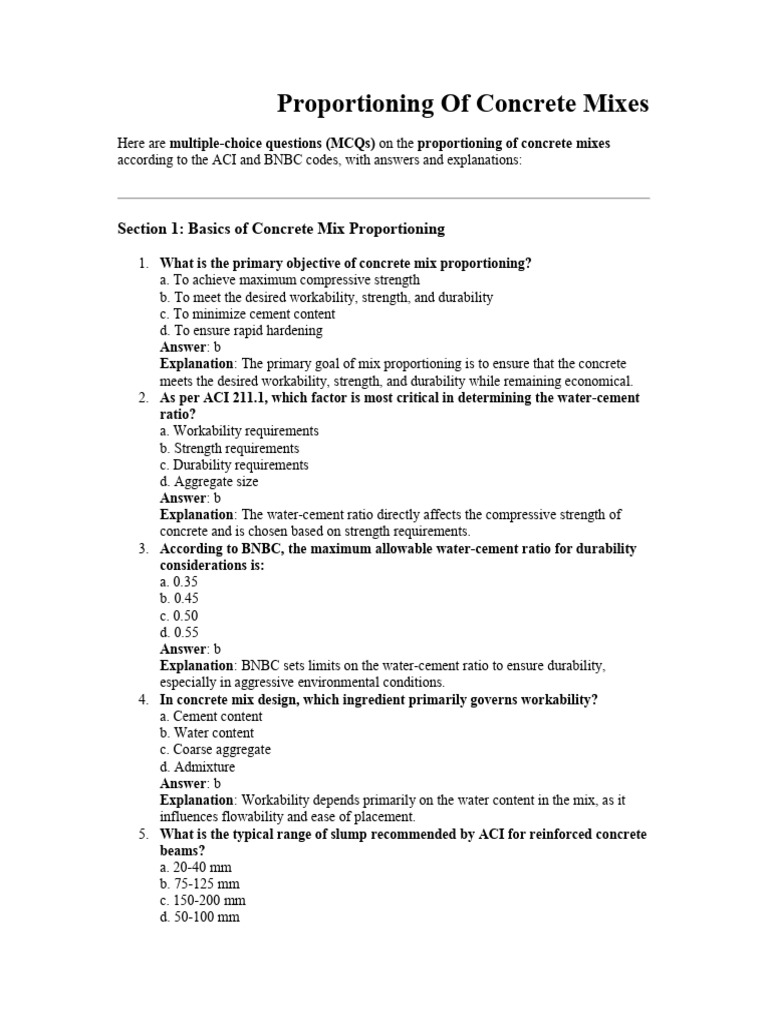 Proportioning of Concrete Mixes | PDF | Concrete | Cement