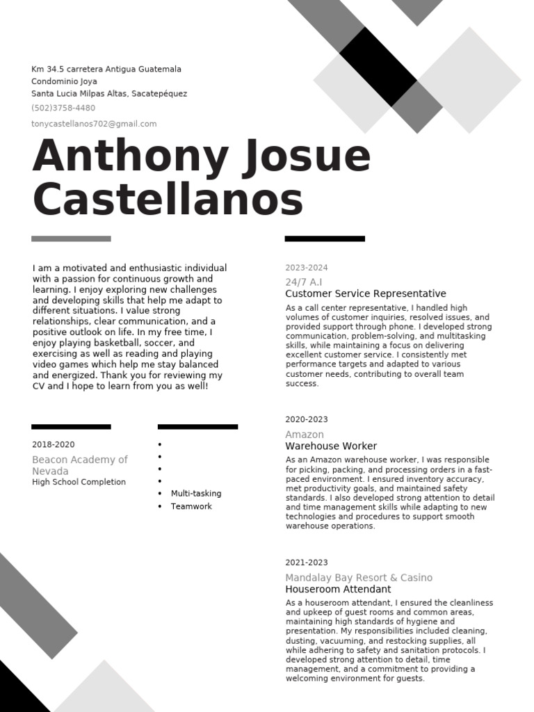 Anthony Castellanos CV | PDF