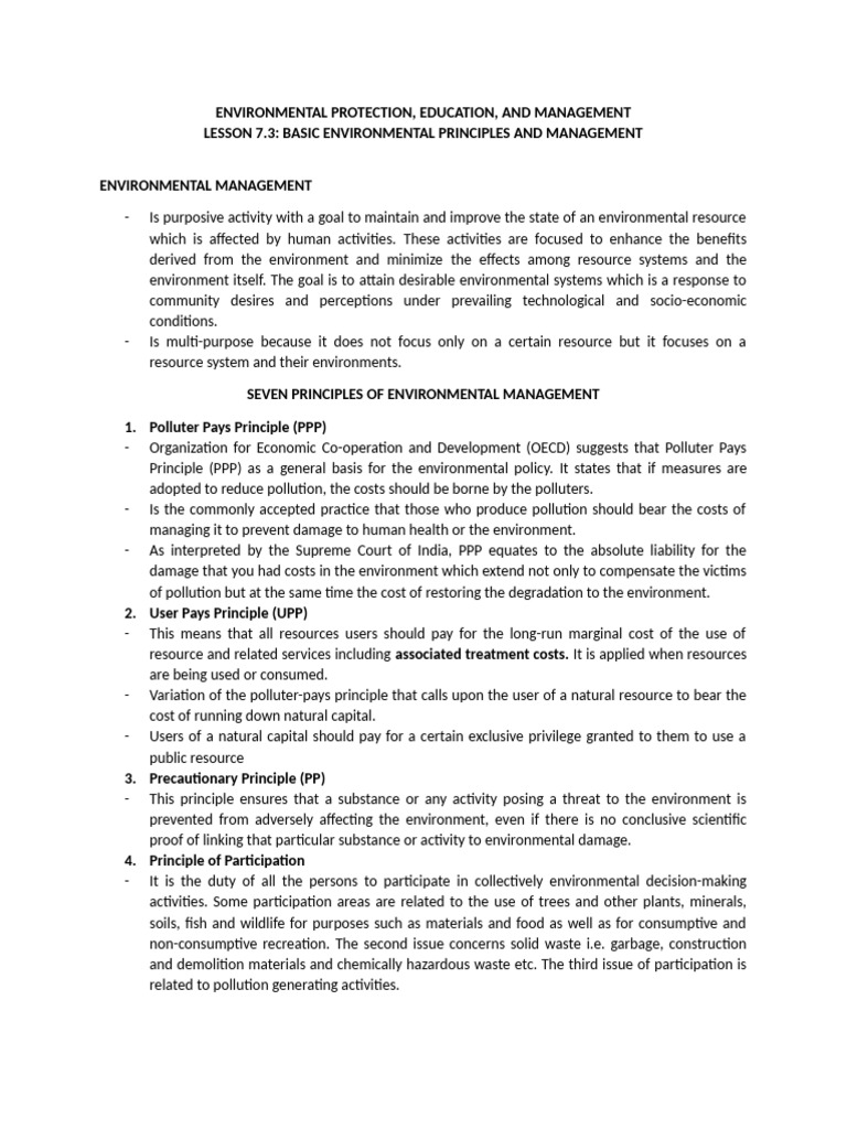 Environmental Management Principles Explained | PDF | Ecosystem | Waste
