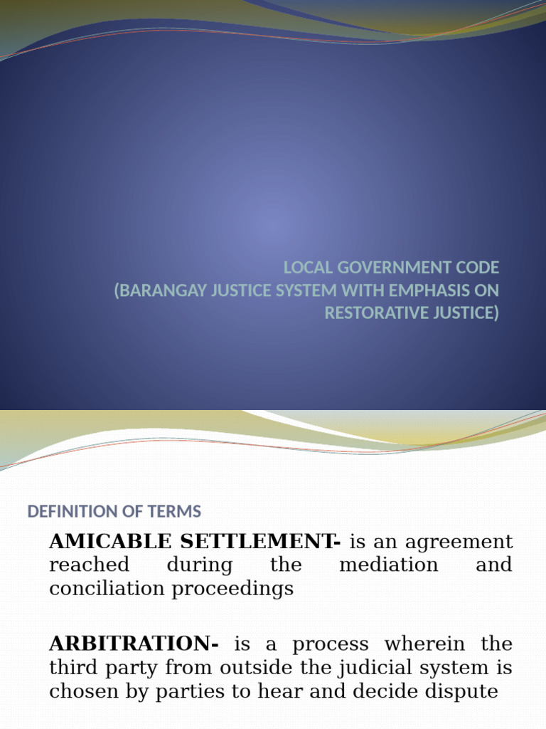 PSJLC - Local Government Code (Brgy Justice System With Emphasis On ...