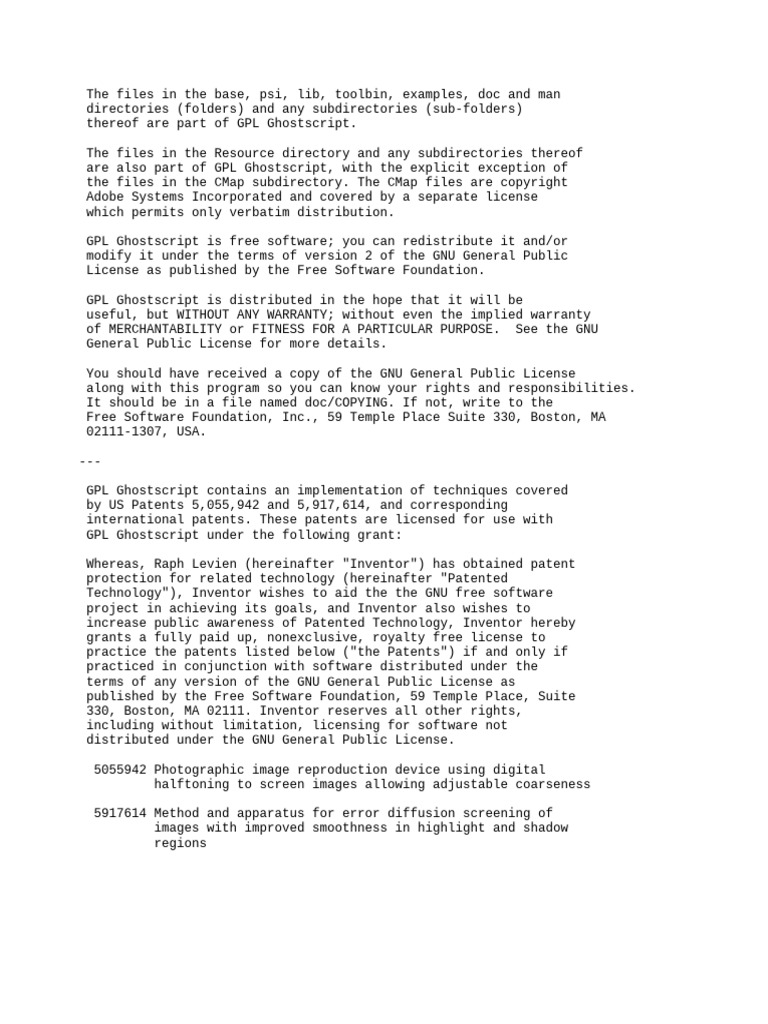 license-ghostscript | PDF | Free Software | Directory (Computing)