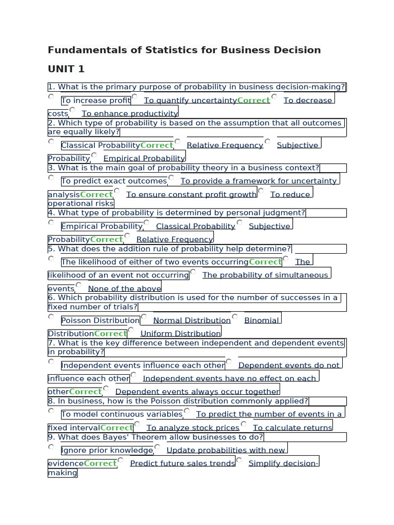 Fundamentals of Statistics For Business Decision | PDF | Time Series ...