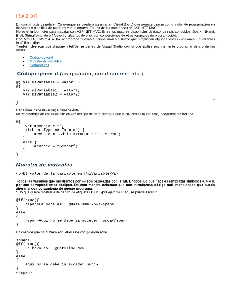 00 Razor | PDF | Lenguaje de programación | HTML