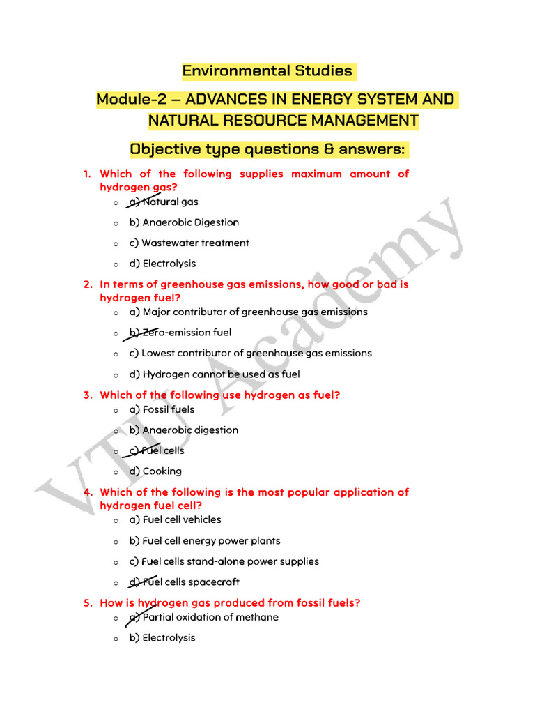 Environmental Studies Module 2 | PDF | Hydrogen | Fuels