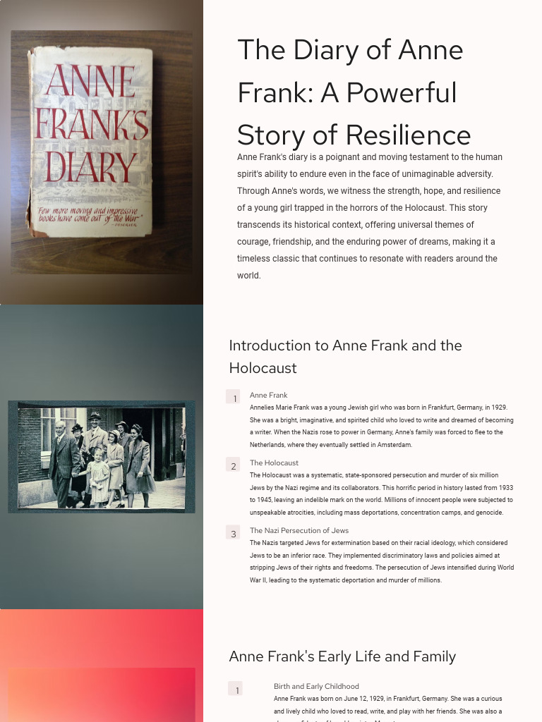 Anne Frank: A Story of Resilience | PDF | Anne Frank