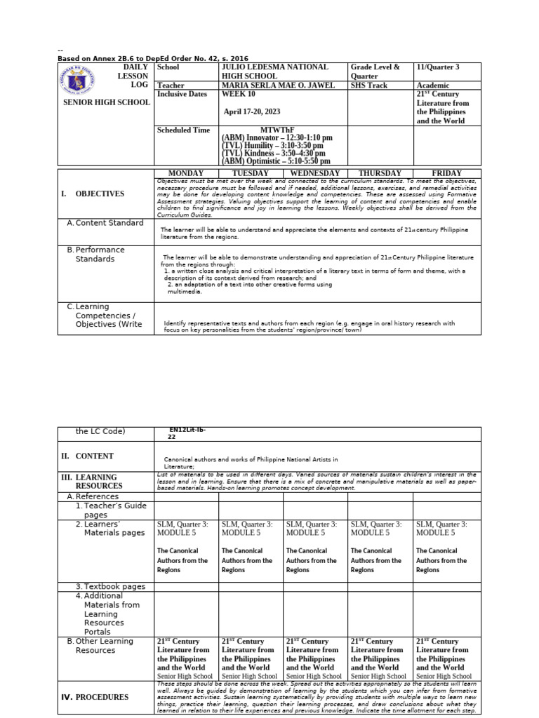 21ST-DLL-Q4-WEEK10 | PDF | Learning | Teachers