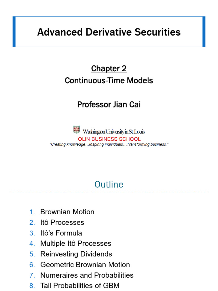 FIN452&537-Chapter-2-ContinuousTimeModels-SP25 | PDF | Brownian Motion ...