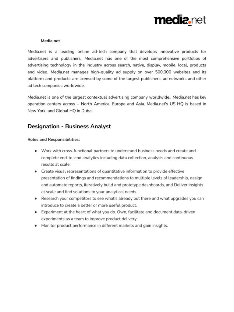 JD - Business Analyst | PDF