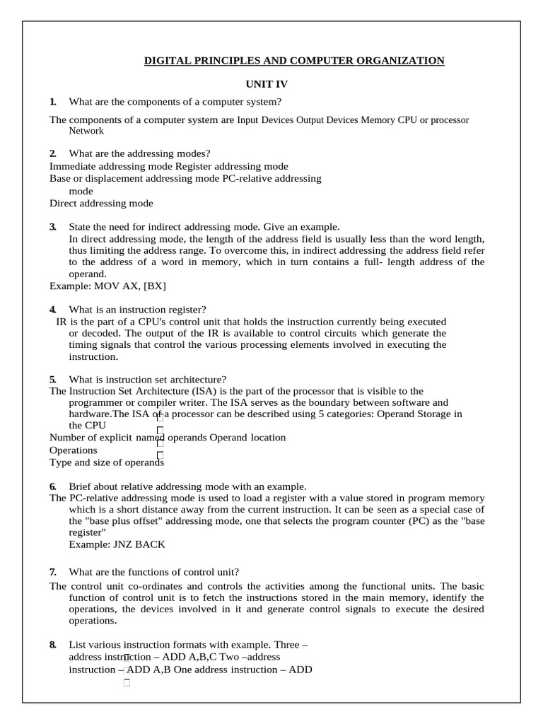 DPCO Unit 4 | PDF | Central Processing Unit | Assembly Language DPCO Unit 4 | PDF | Central Processing Unit | Assembly Language