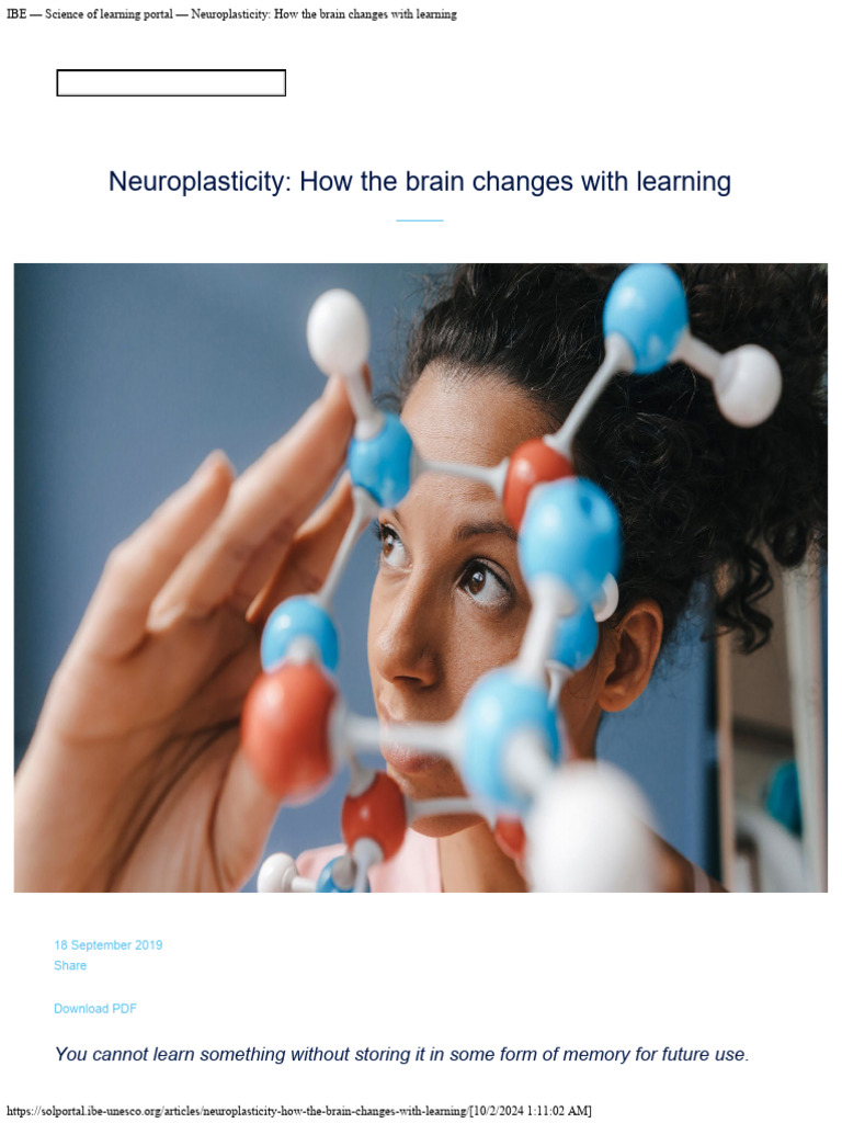 Neuroplasticity in Lifelong Learning | PDF | Brain | Hippocampus