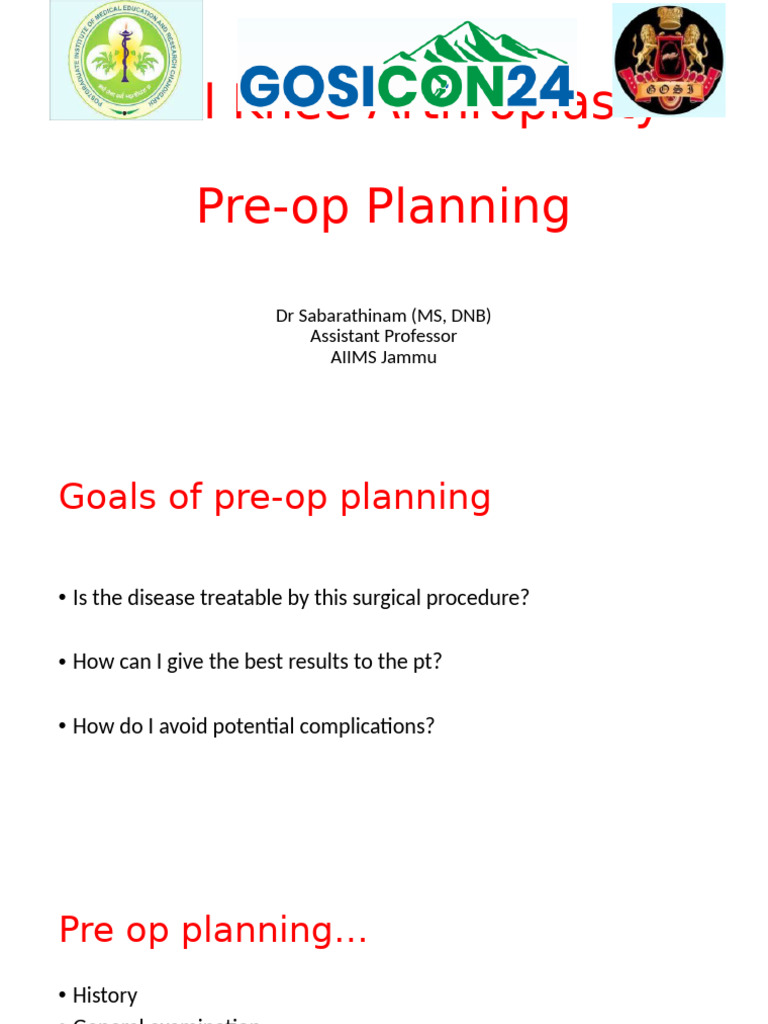 Preoperative Planning for TKR Surgery | PDF | Knee | Musculoskeletal System