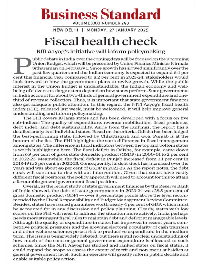 Fiscal health check | PDF | Government Budget Balance | Gross Domestic ...