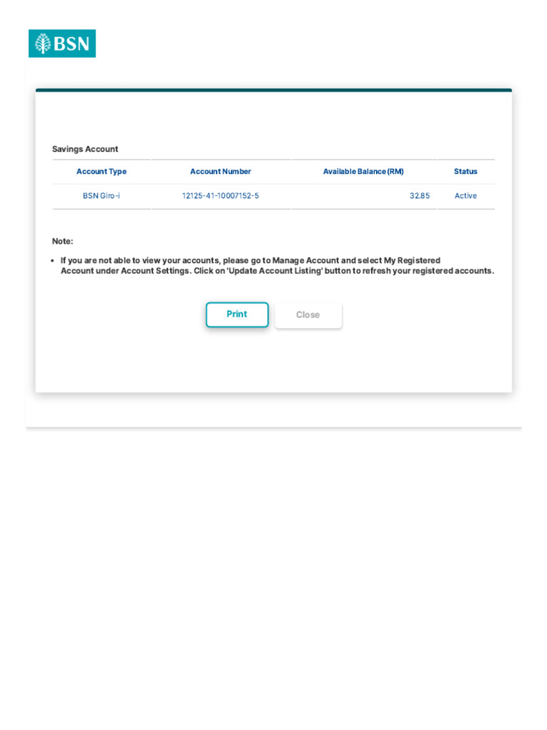 MyBSN - Account Overview - Bank Simpanan Nasional | PDF