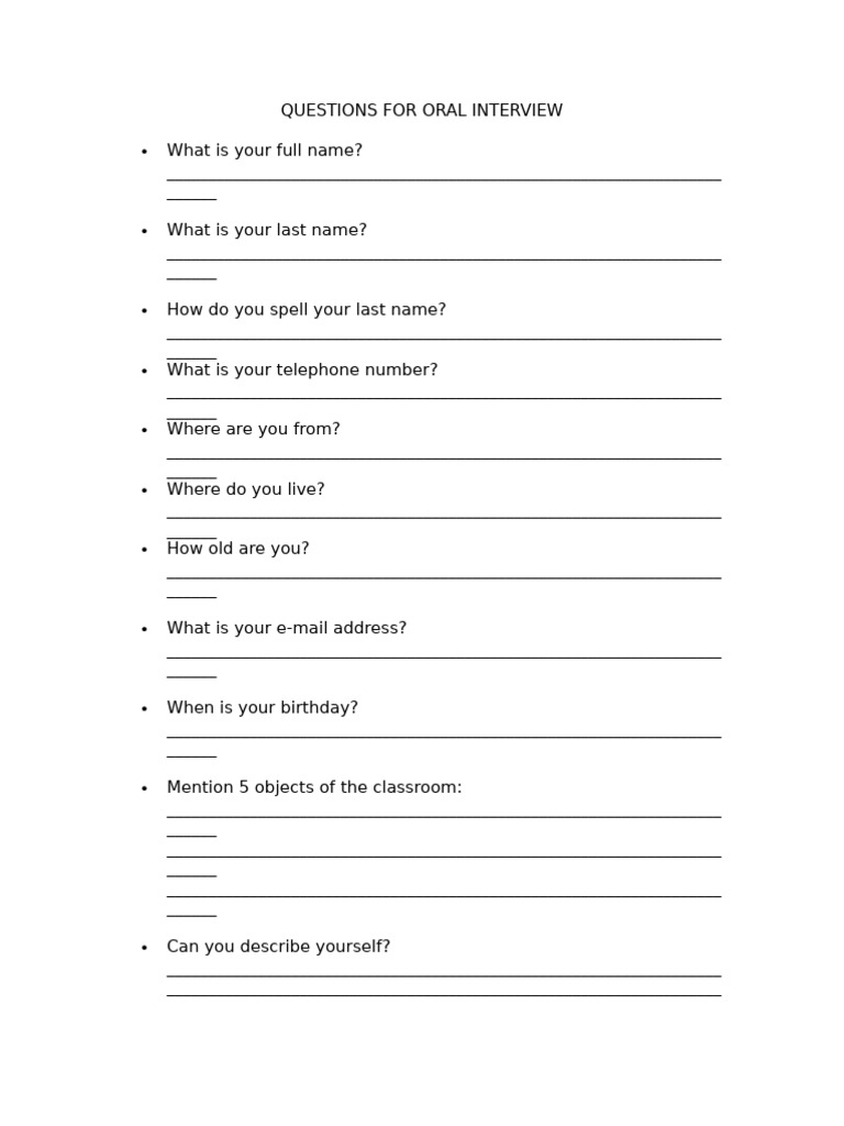 Questions For Oral Interview | PDF