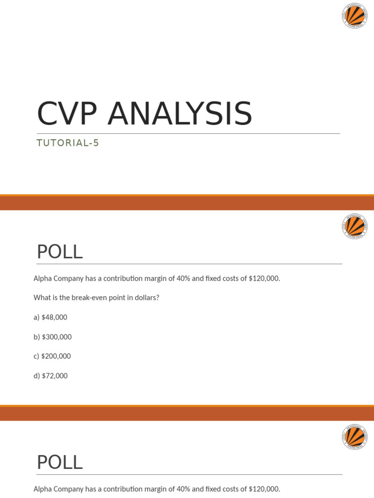 CVP Analysis Tutorial | PDF | Management Accounting | Business