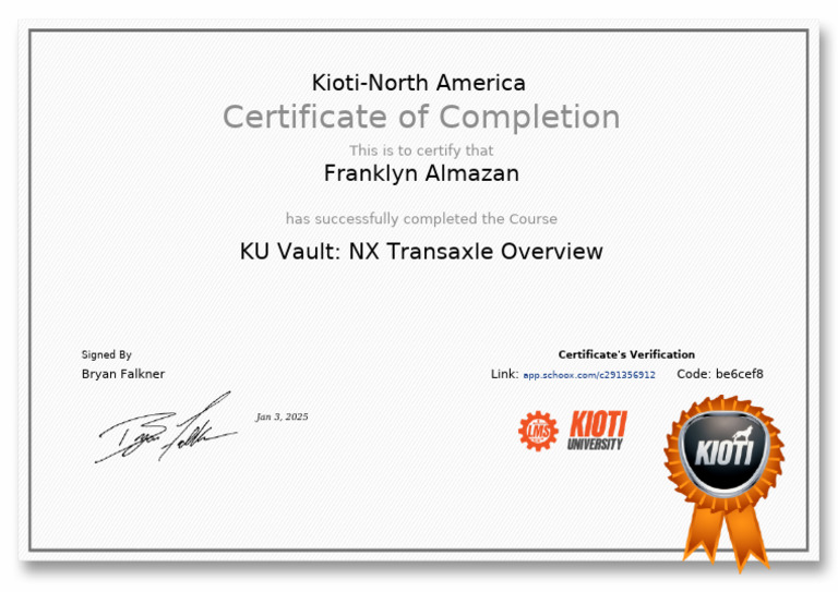 KU Vault: NX Transaxle Overview | PDF