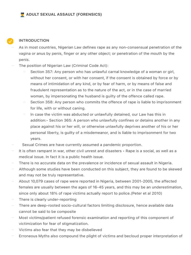? Adult Sexual Assault (Forensics) | PDF | Rape | Sexual Assault