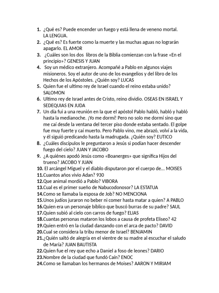 Preguntas Biblicas Aniversario | PDF