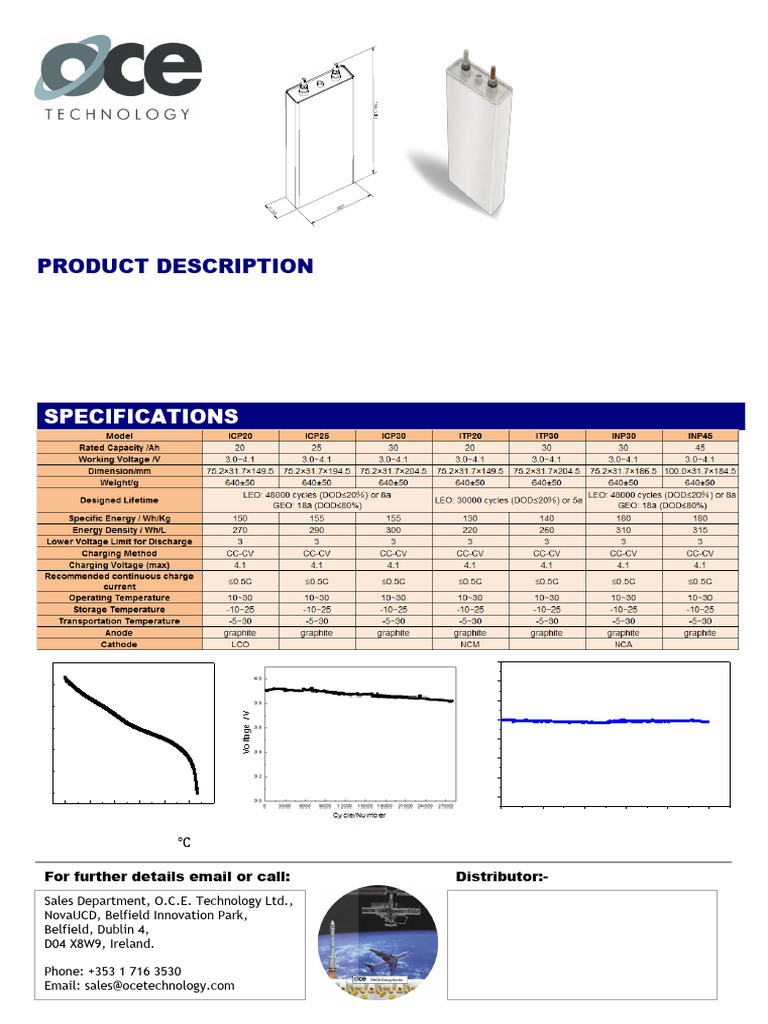 Satsearch Datasheet I3n2c9 Oce Li-Ion-Batteries | PDF | Lithium Ion Battery | Materials