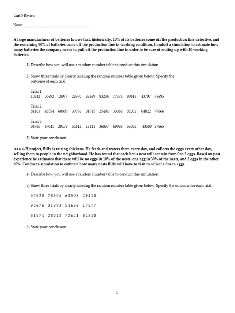 Unit+5+Review | PDF | Experiment | Sampling (Statistics)