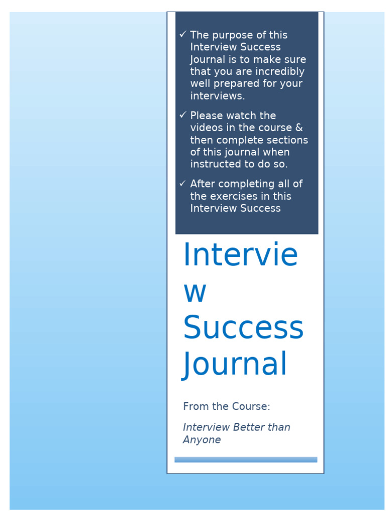 Interview Success Journal | PDF | Human Resource Management | Question