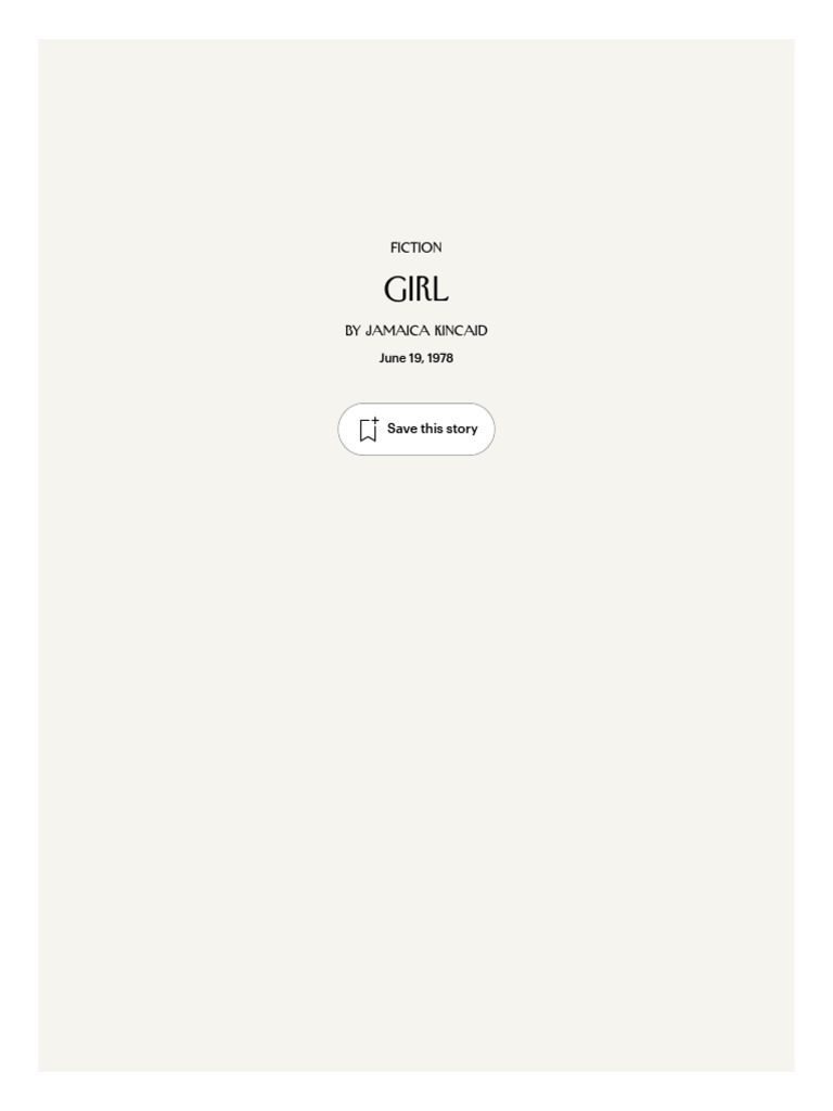 "Girl - by Jamaica Kincaid | PDF