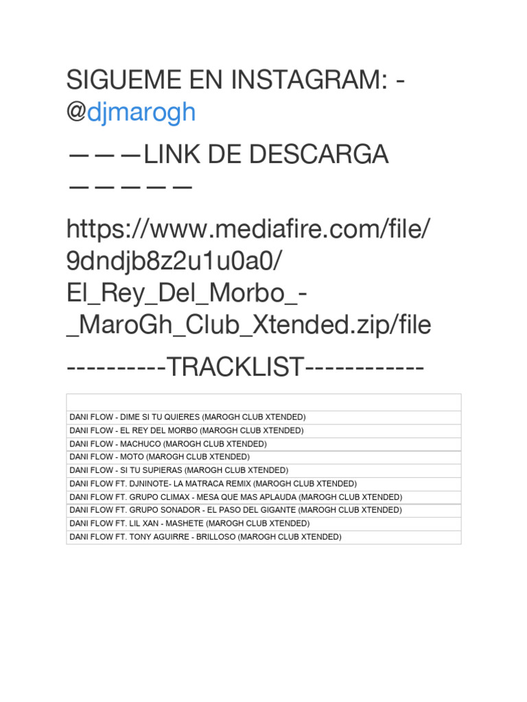 Link de Descarga - Dani Flow - El Rey Del Morbo - Marogh Club Xtended 2 ...