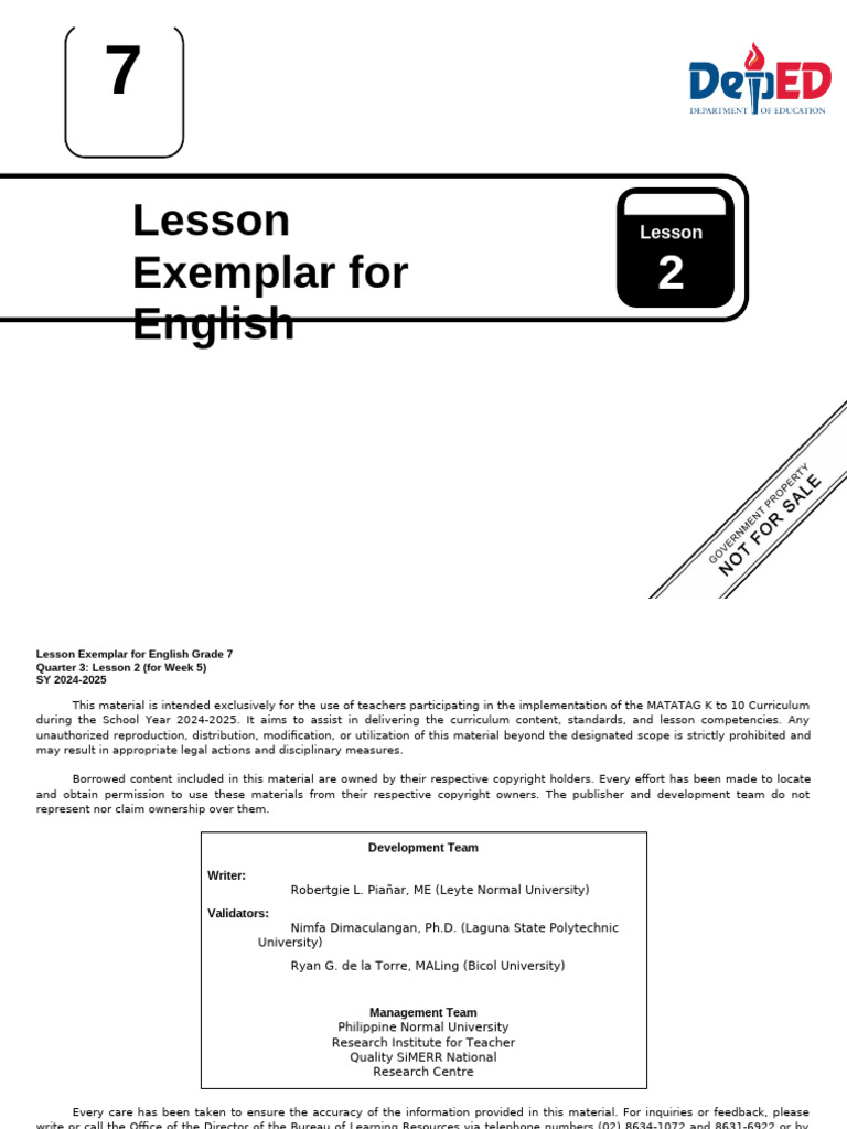 Q3 - LE - English 7 - Lesson 2 - Week 5 | PDF | Propaganda | Learning