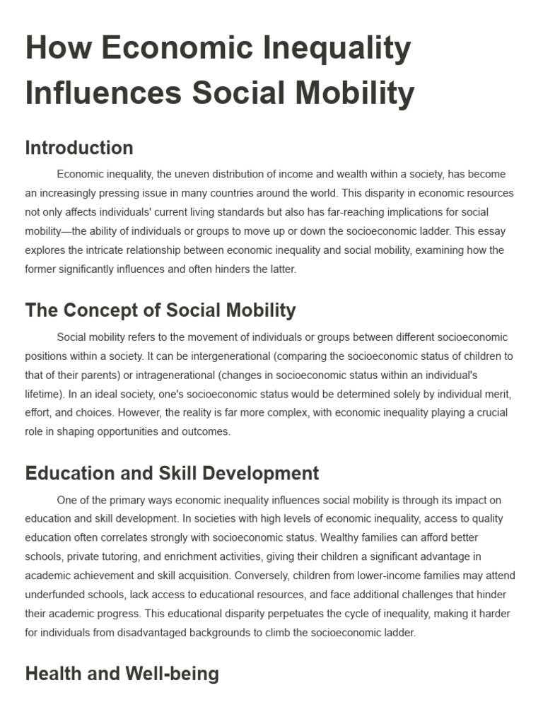 How Economic Inequality Influences Social Mobility | PDF | Social ...