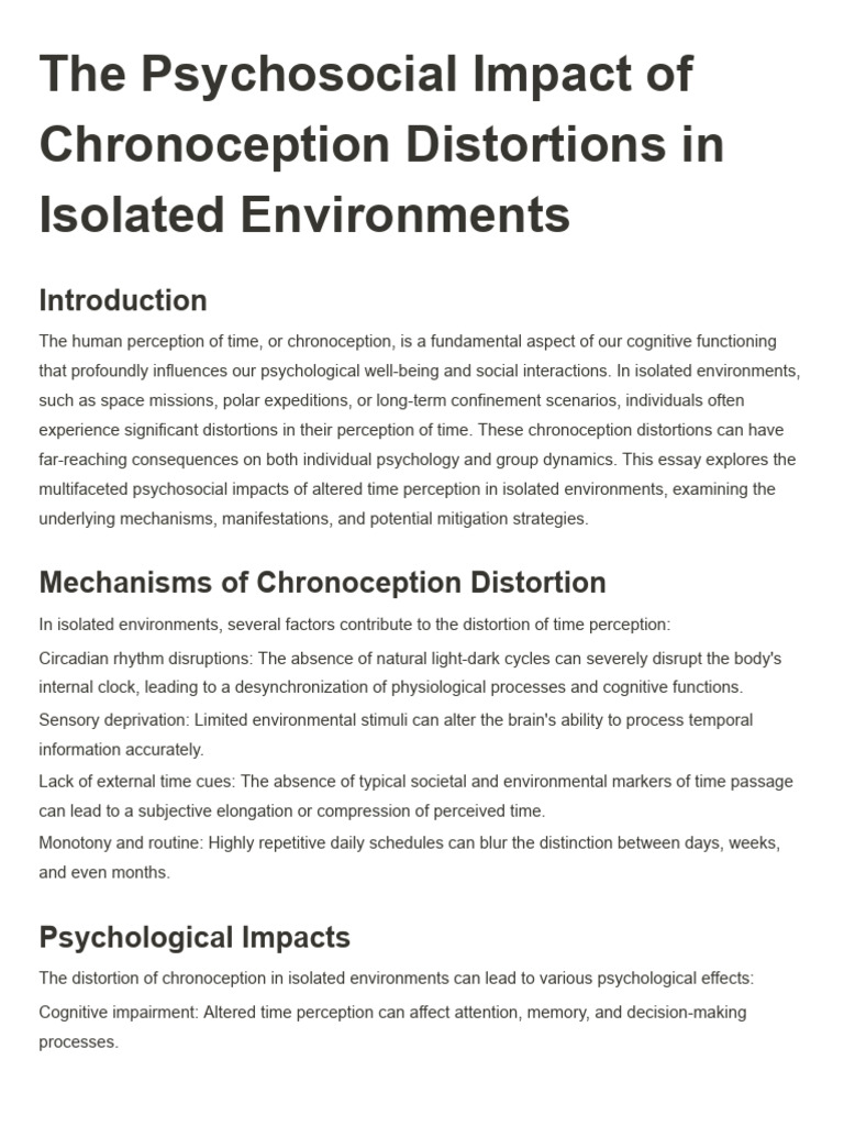 The Psychosocial Impact of Chronoception Distortions in Isolated Environments | PDF | Time ...