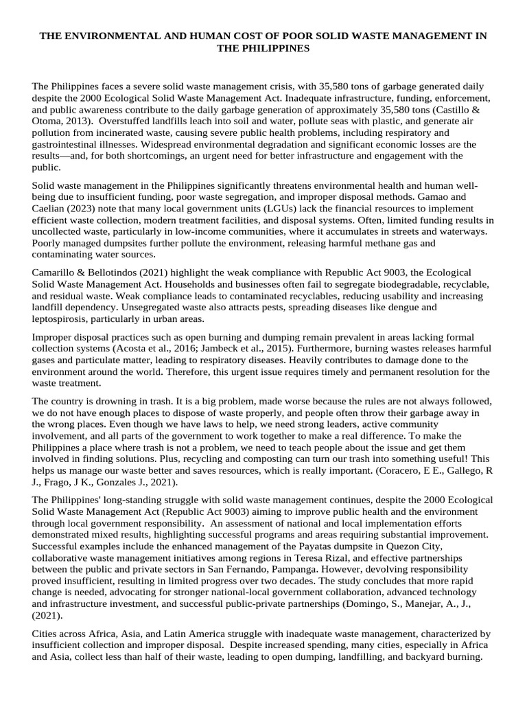 Philippines Waste Crisis Impact | PDF | Waste Management | Waste