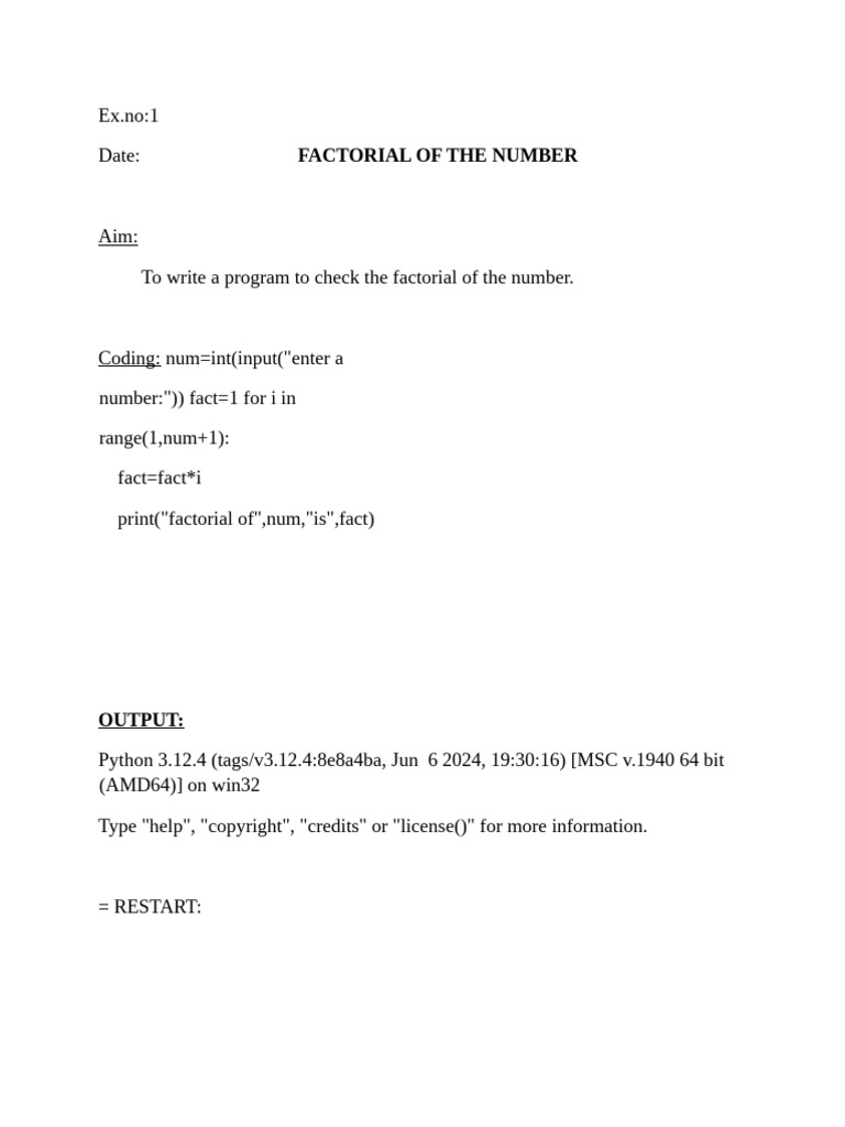 Factorial of The Number | PDF | Area | Computer Programming