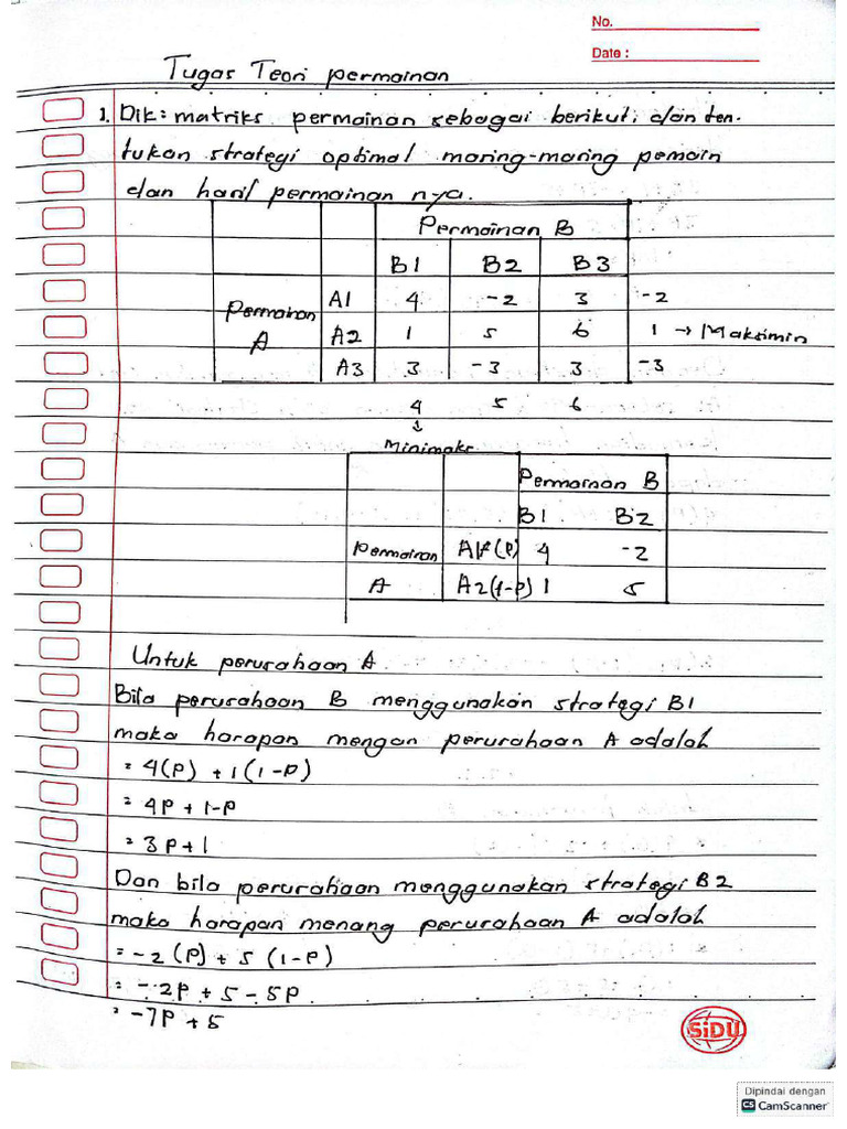 Tugas Game Theory - Adhitya | PDF