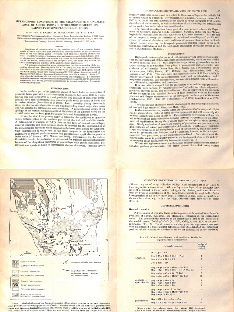 Metamorphic Condition in Charnockite-Khondalite | PDF