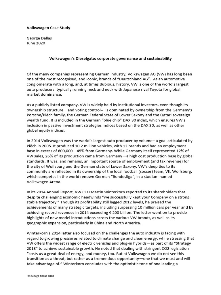 Volkswagen Case Study | PDF | Volkswagen | Car