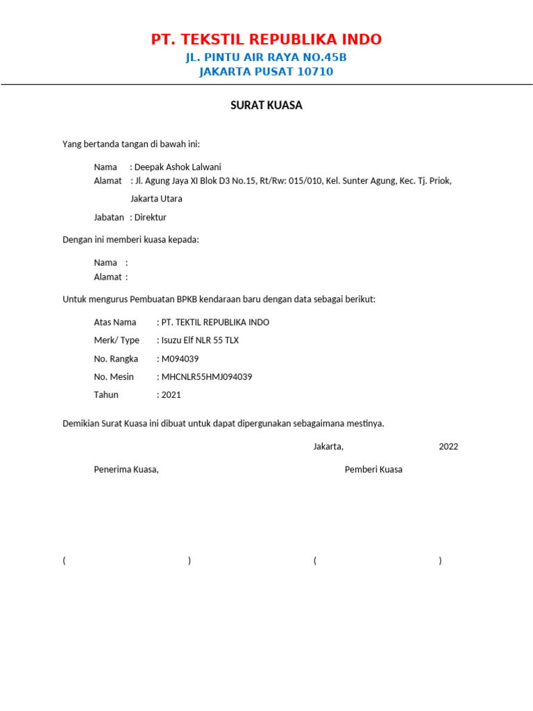 SURAT KUASA bpkp | PDF