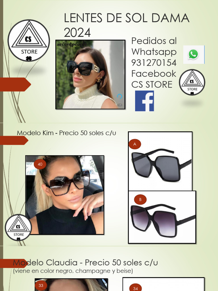 Lentes de Sol Dama 2024: Modelos y Precios | PDF | Color | Visión