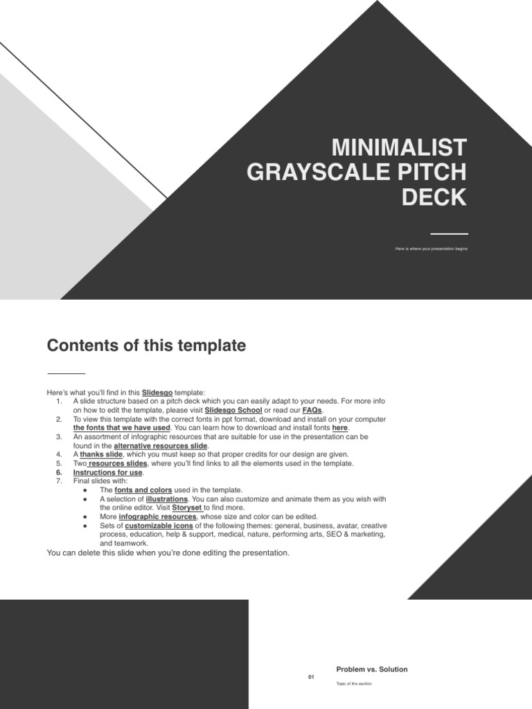 Open Minimalist Grayscale Pitch Deck by Slidesgo | PDF | Planets | Solar System