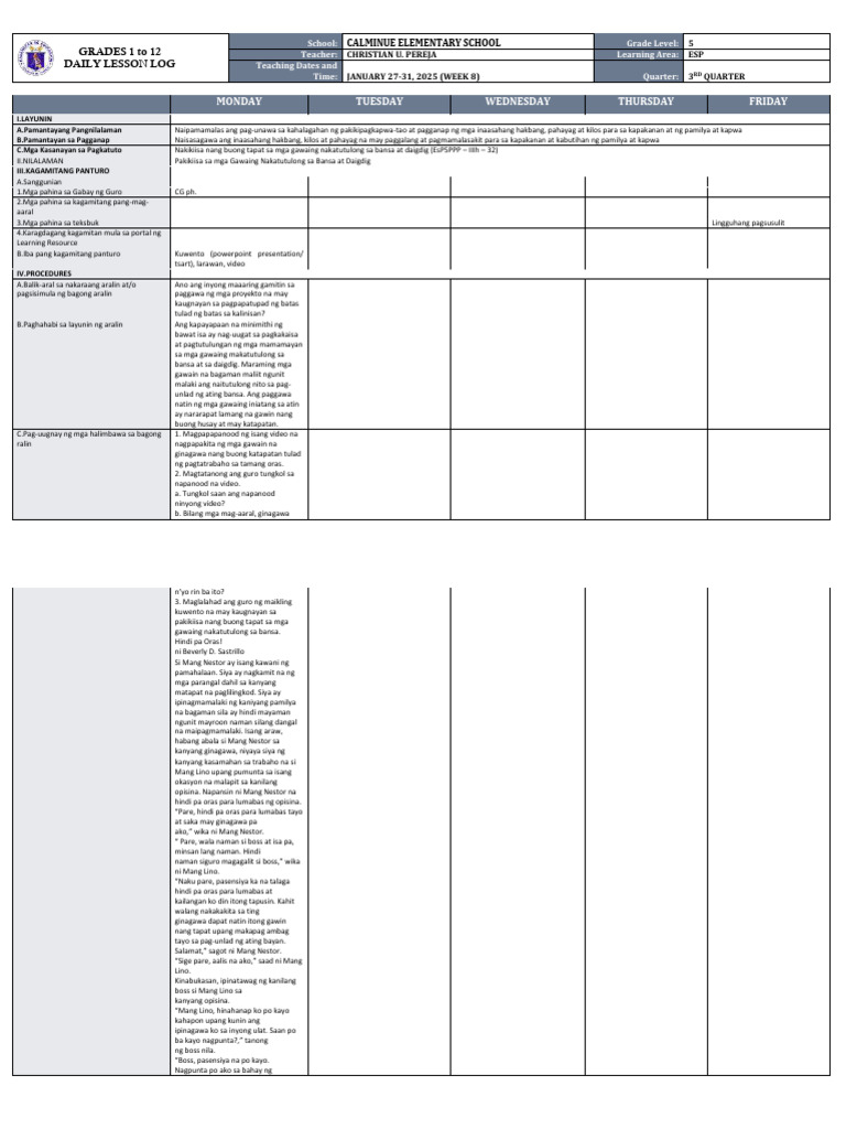 DLL - Esp 5 - Q3 - W8 | PDF