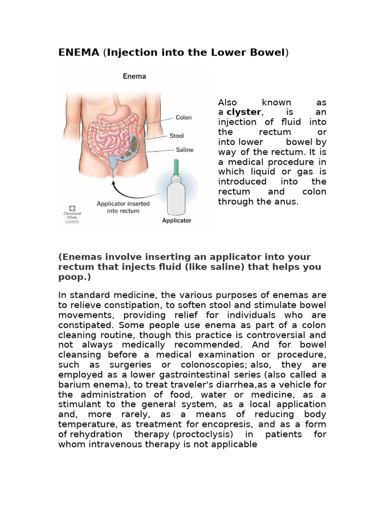 Enema | PDF | Constipation | Gastroenterology