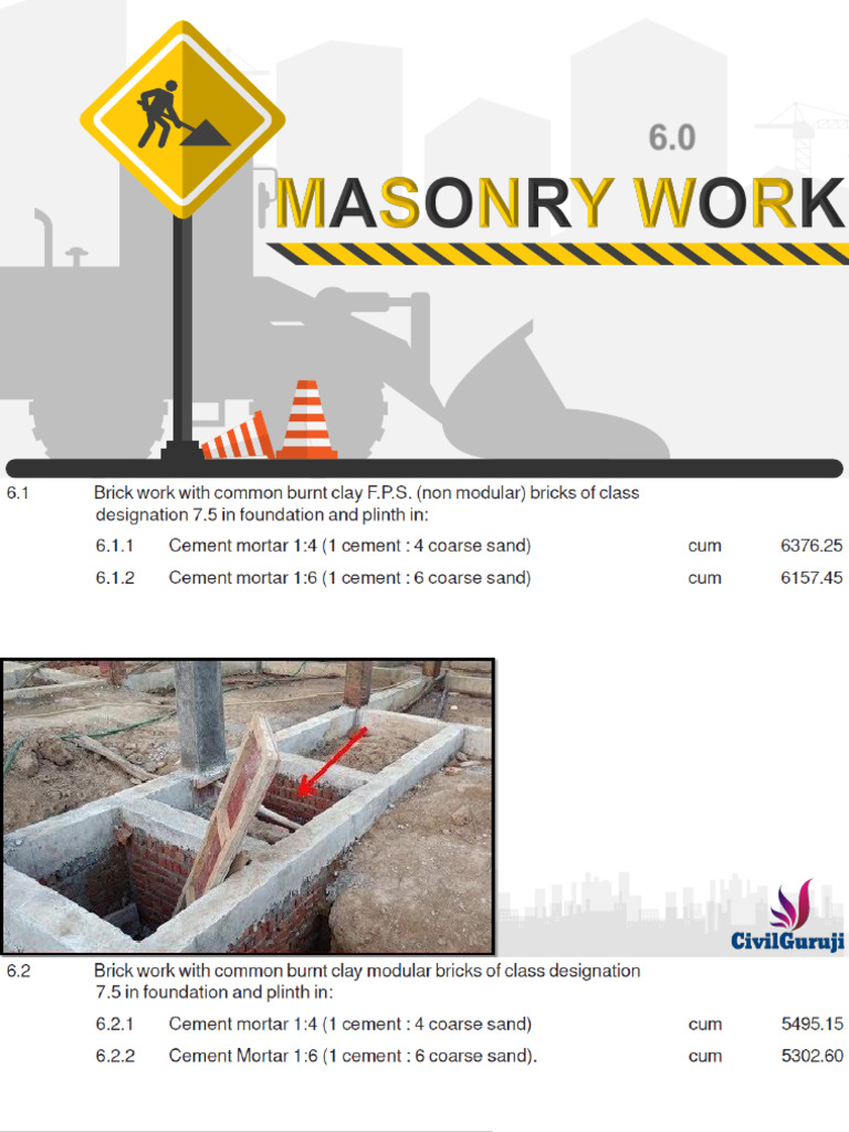 04 Masonry Work | PDF